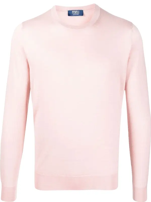Fedeli Ribbed Crew Neck Jumper - Pink