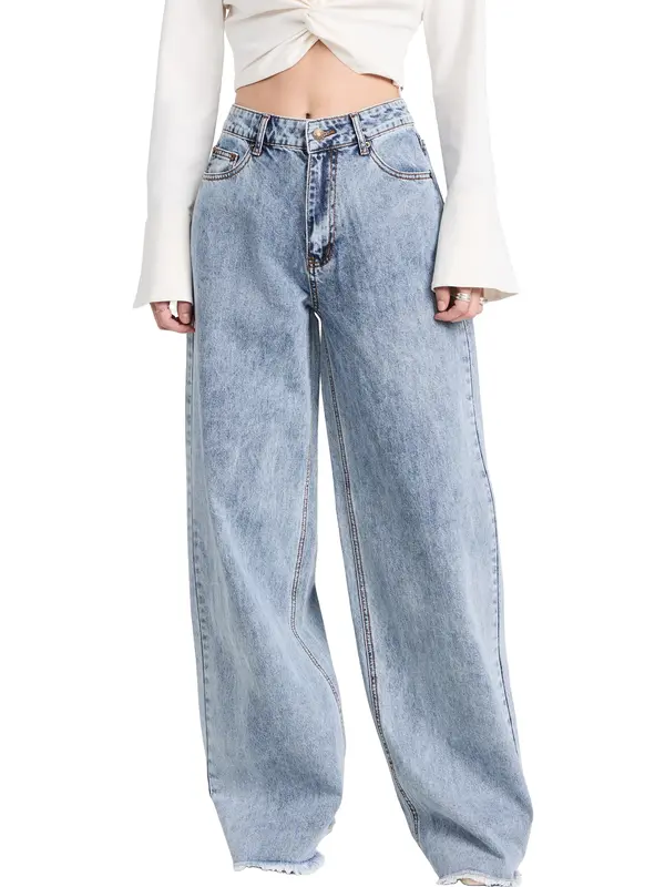 Lioness Eivissa Baggy Jeans - Faded Denim