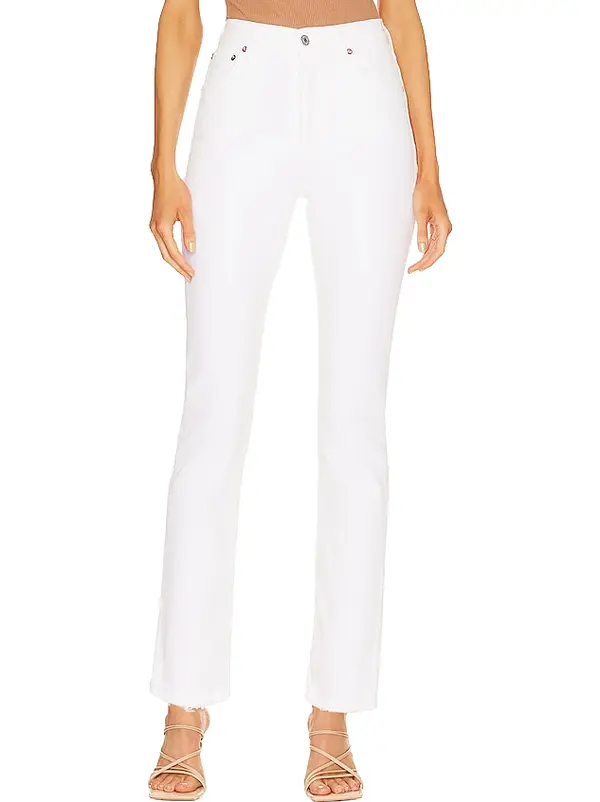 AGOLDE Riley Long High Rise Straight Jeans - Sour Cream