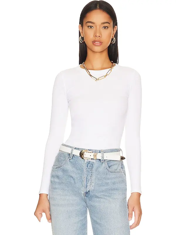 Enza Costa Textured Knit Crew Top - White