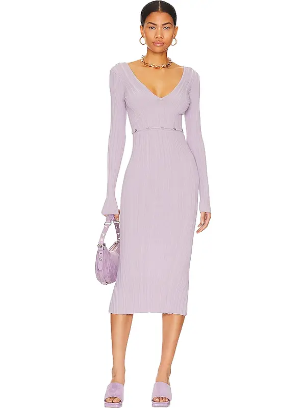 Lpa Delaire Button Off Midi Dress - Dusty Purple