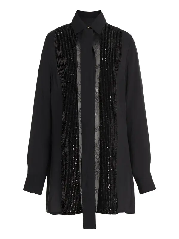 Elie Saab Sequin Velvet Shirt - Black