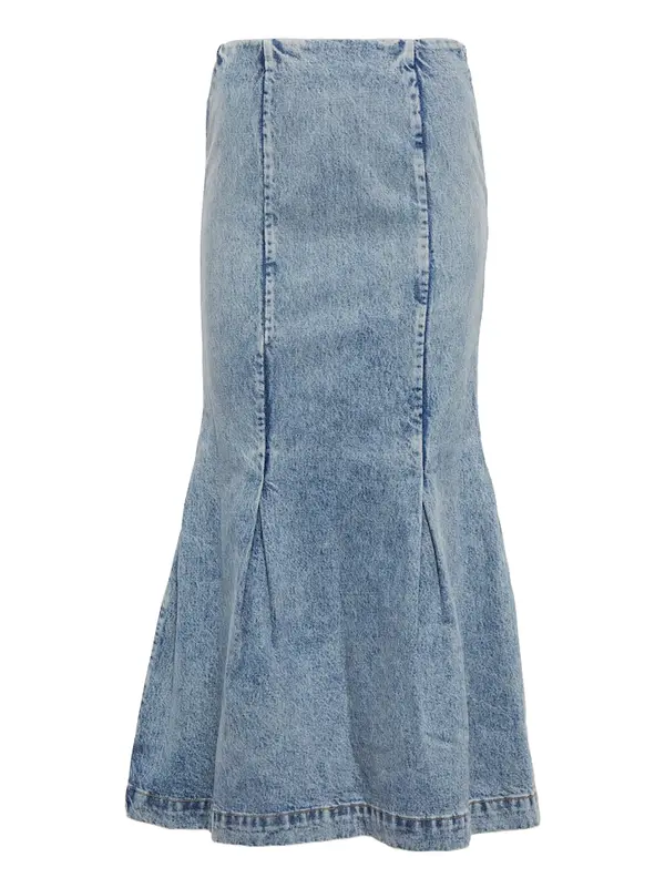 Khaite Levine Seam-detail Denim Midi Skirt - Blue