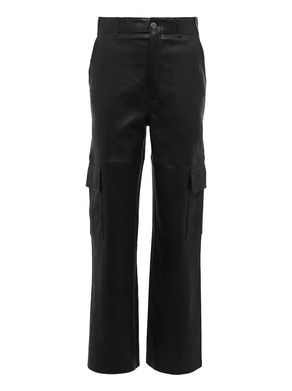 Stouls Axel Leather Cargo Pants - Black