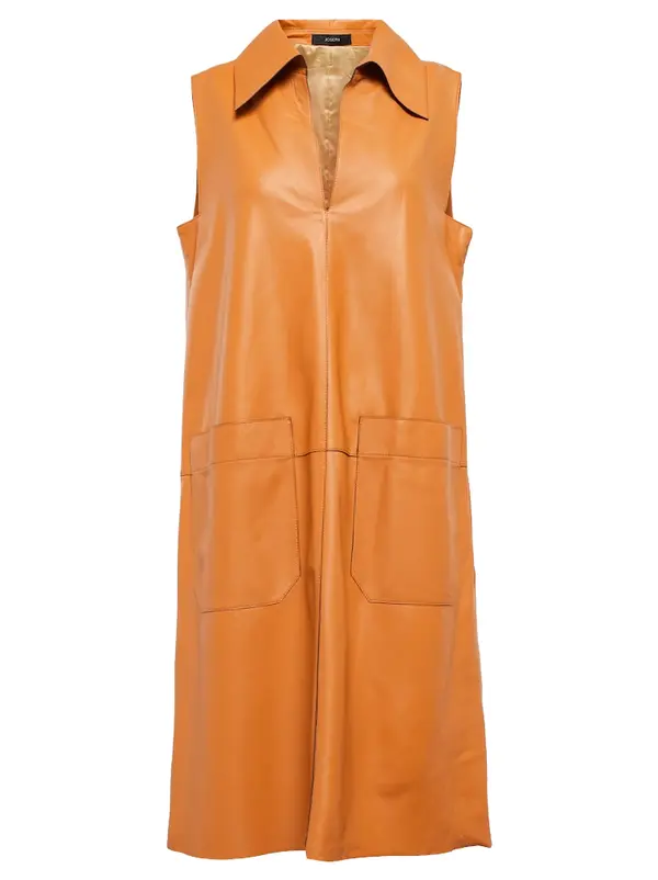 JOSEPH Berwick Leather Midi Dress - Brown