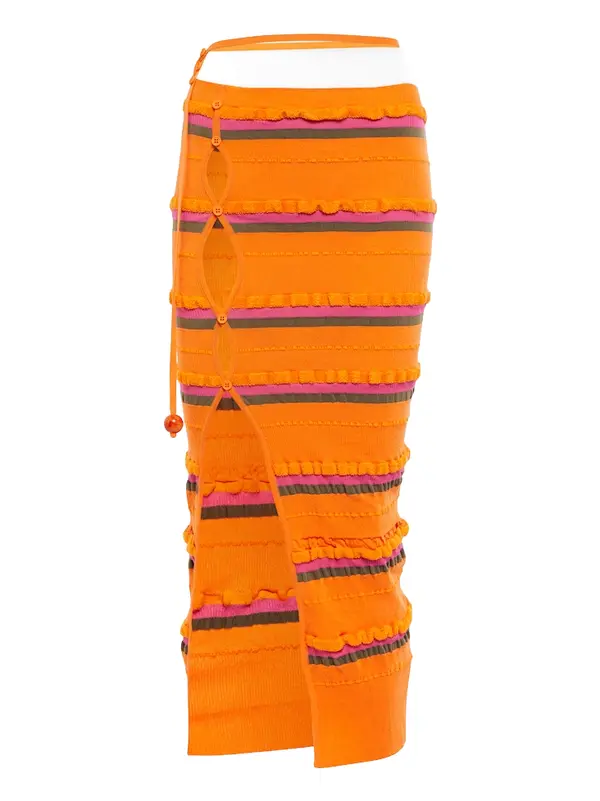 Jacquemus La Jupe Maille Concha Midi Skirt - Orange