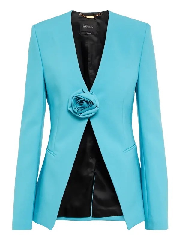 Blumarine Rose-embellished Blazer - Blue