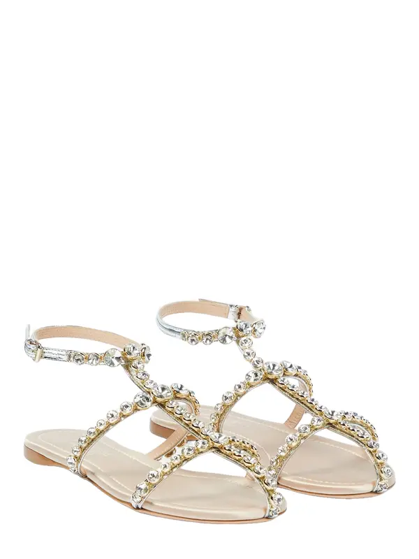 Giambattista Valli Maharani Embellished Leather Sandals - Silver