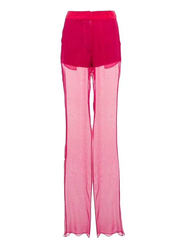 NENSI DOJAKA Mid-rise Wide-leg Silk Pants - Pink