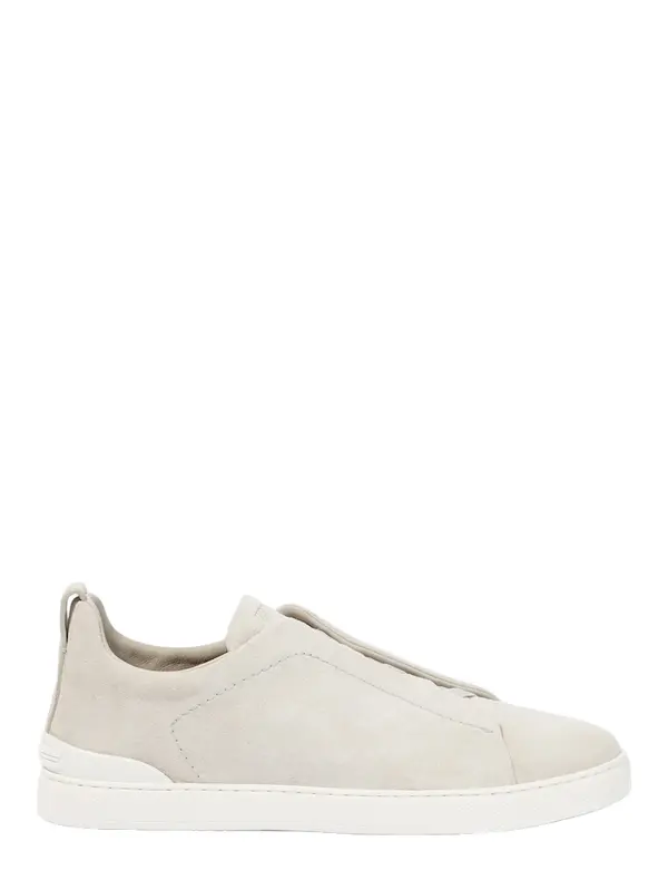 Zegna Triple Stitch Suede Sneakers - White