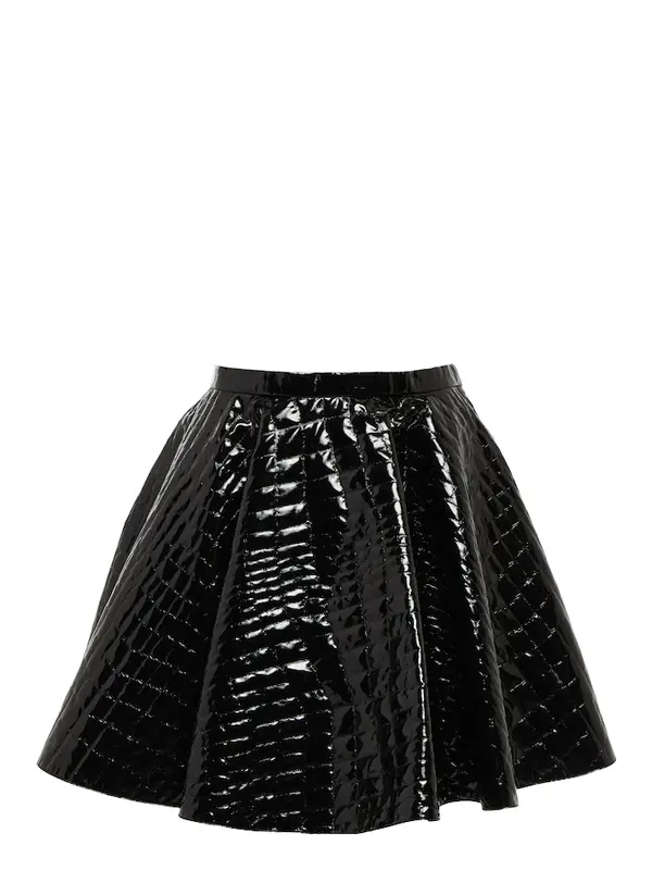 Alaïa Pleated Croc-effect Miniskirt - Black