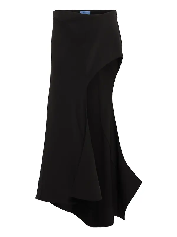 MUGLER Asymmetric Midi Skirt - Black