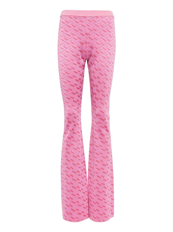 Versace La Greca Jacquard Silk-blend Flared Pants - Pink