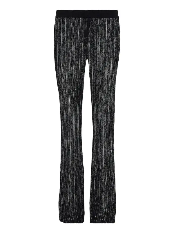 PETAR PETROV Giulio Ribbed-knit Flare Pants - Black