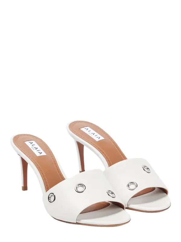 Alaïa Oeillets Embellished Leather Sandals - White