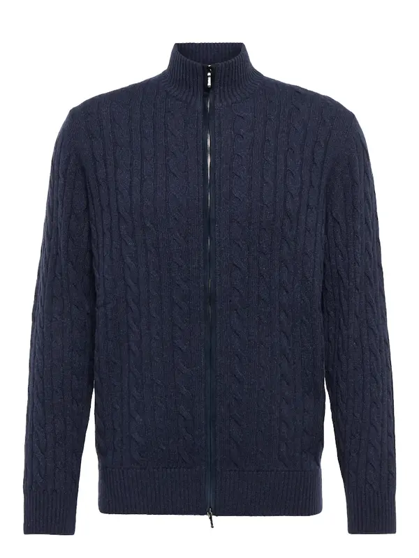 Loro Piana Cable-knit Cashmere Cardigan - Blue