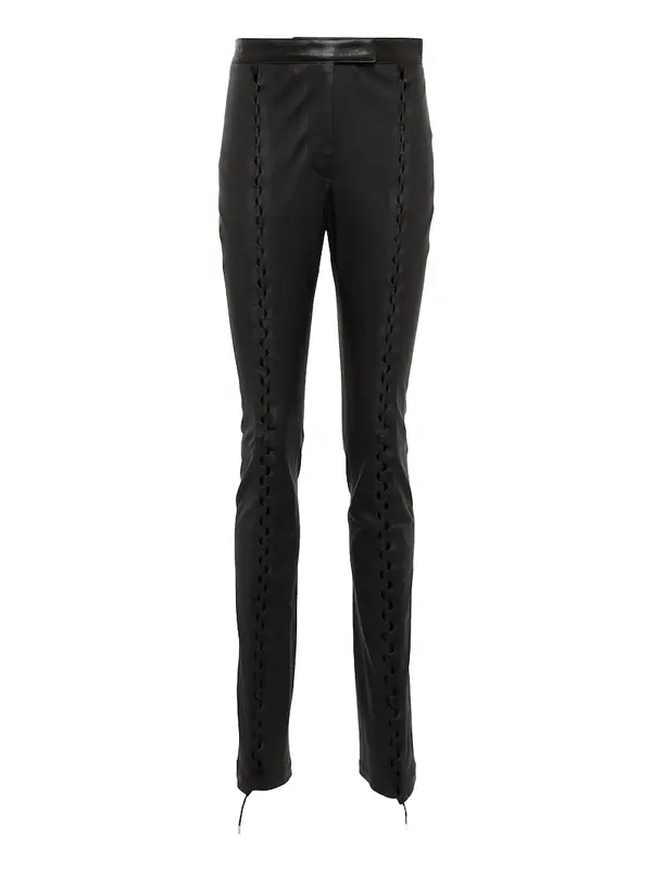 DION LEE Hinge-seam Leather Pants - Black