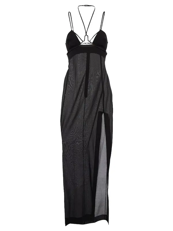 NENSI DOJAKA Cutout Halterneck Gown - Black