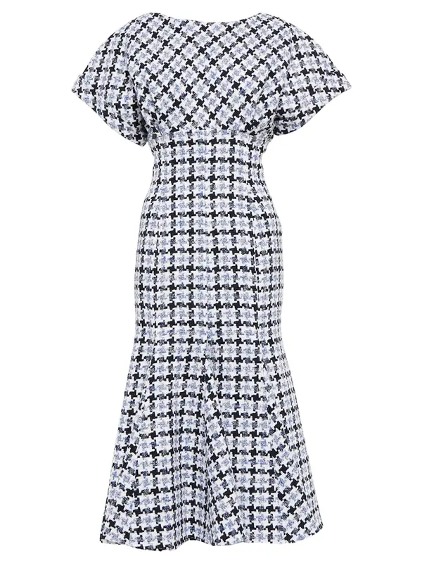 Carolina Herrera Houndstooth Tweed Midi Dress - Multicoloured