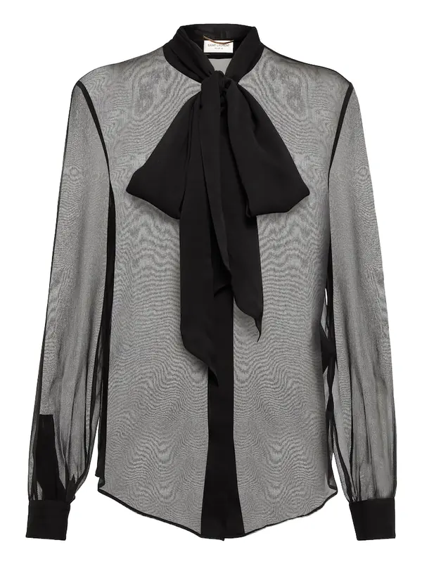 Saint Laurent Lavallière Silk Blouse - Black