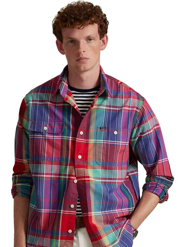 Ralph Lauren Classic Fit Plaid Oxford Workshirt - Red Blue Multi