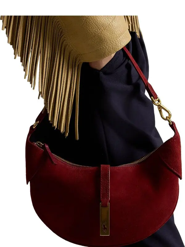 Ralph Lauren Polo Id Suede Mini Shoulder Bag - Pomegranate