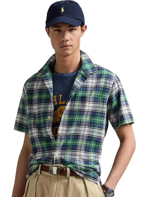 Ralph Lauren Classic Fit Madras Camp Shirt - Green Blue Multi