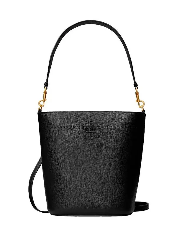 Tory Burch Mcgraw Leather Bucket Bag - Black