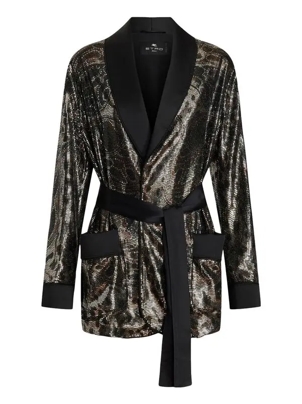 Etro Metallic Tie-waist Blazer - Black