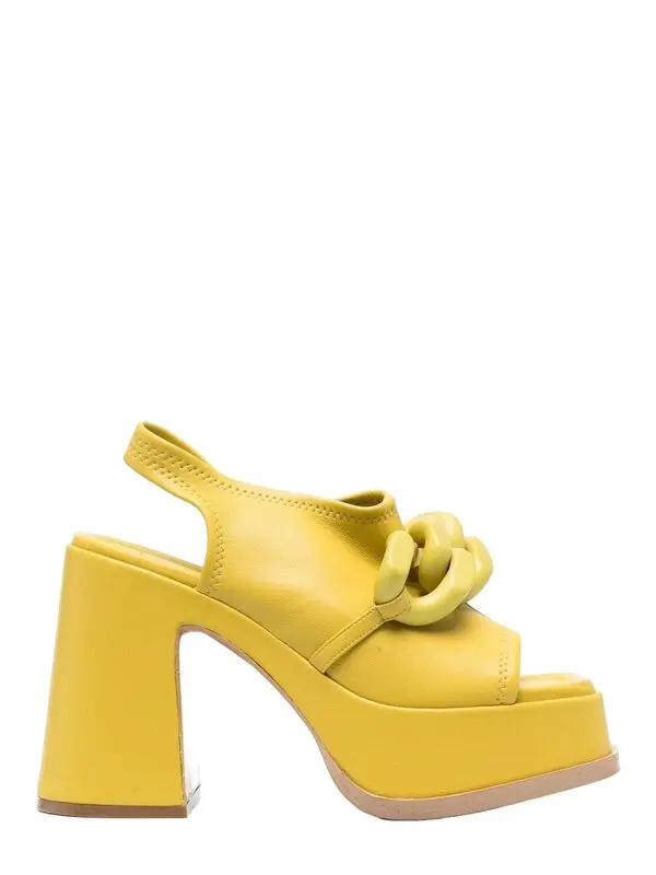 Stella McCartney Chain-link 125mm Block Heel Sandals - Green