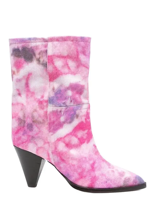Isabel Marant 65mm Rouxa Tie-dye Denim Boots - Pink