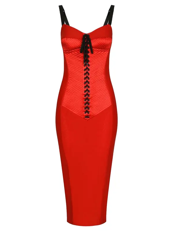 Dolce & Gabbana Lace-up Corset Dress - Red