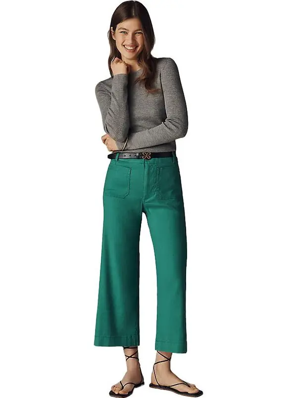 Maeve Colette European Linen Stretch Wide-leg Pants - Aged Jadeite