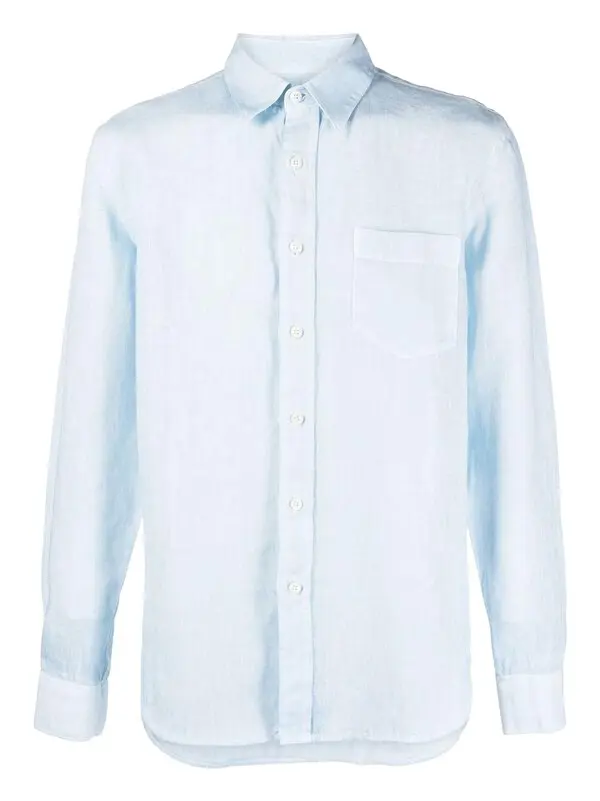 120% Lino Button-up Linen Shirt - Blue