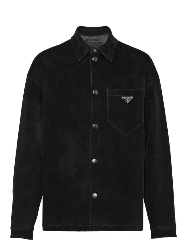 Prada Triangle-logo Cotton Shirt - Black