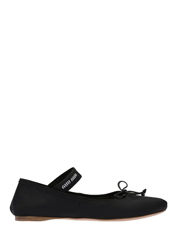 Miu Miu Logo-strap Ballerina Pumps - Black
