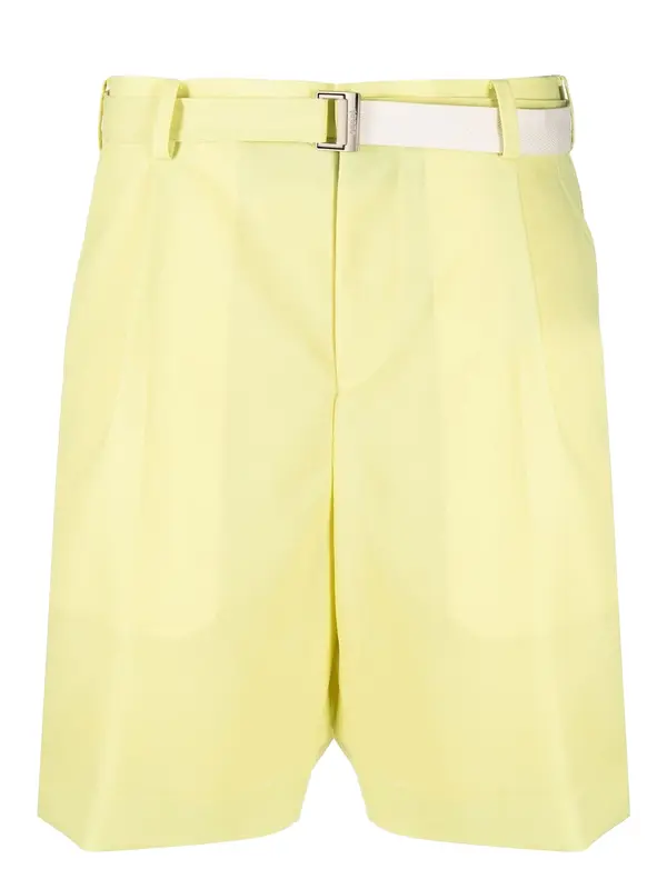 Sacai Belted-waist Bermuda Shorts - Yellow
