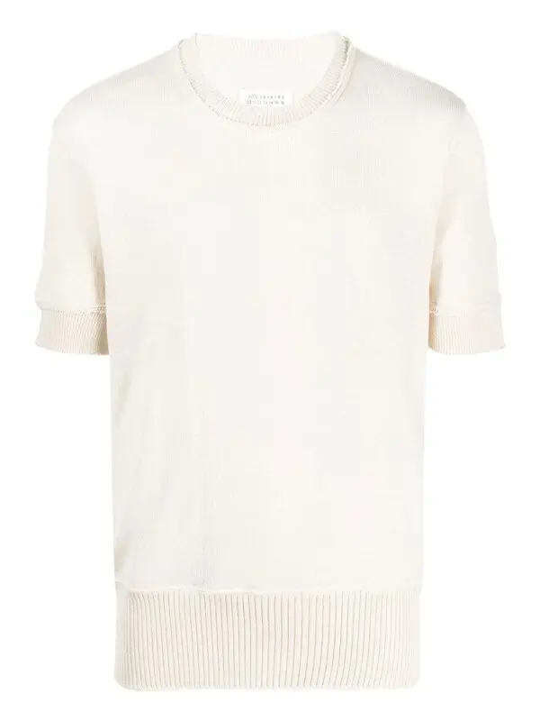 MAISON MARGIELA Ripped-edge Knitted T-shirt - Neutrals