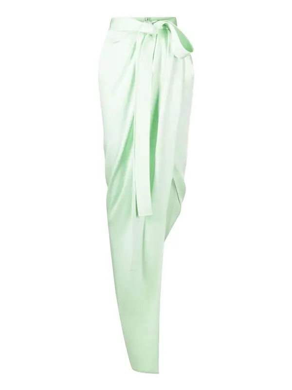 Alex Perry Satin-finish Asymmetric Long Skirt - Green