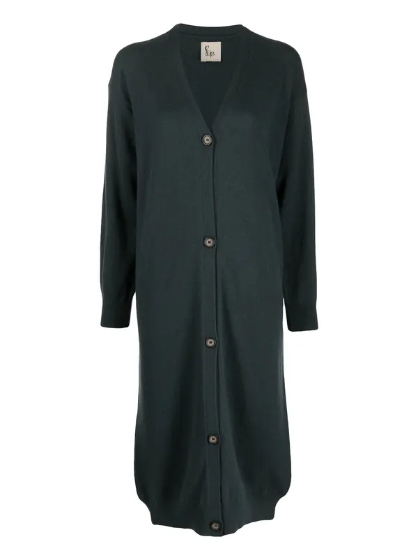 PAULA Long-length Cashmere Cardigan - Green