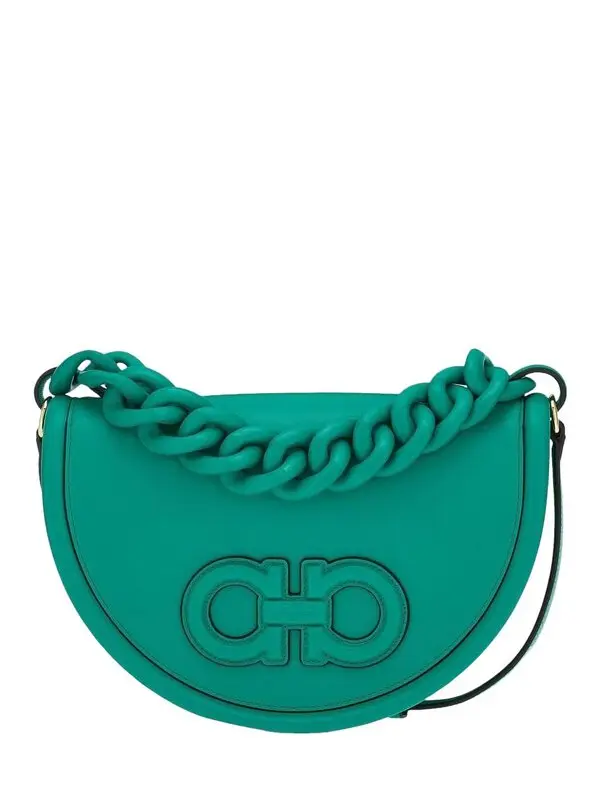 FERRAGAMO Aura Logo Shoulder Bag - Green