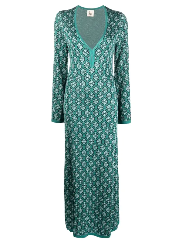 PAULA Malaya Jacquard Maxi Dress - Green