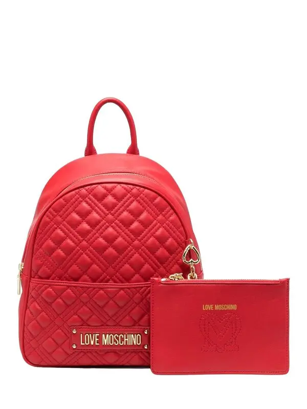 Moschino Quilted Faux-leather Backpack - Red
