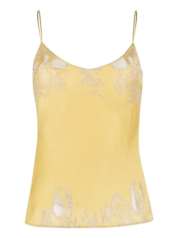 Carine Gilson Lace-panelled Silk Camisole - Yellow