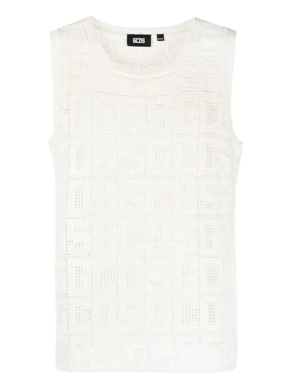 Gcds Monogram Macramé Tank Top - Neutrals
