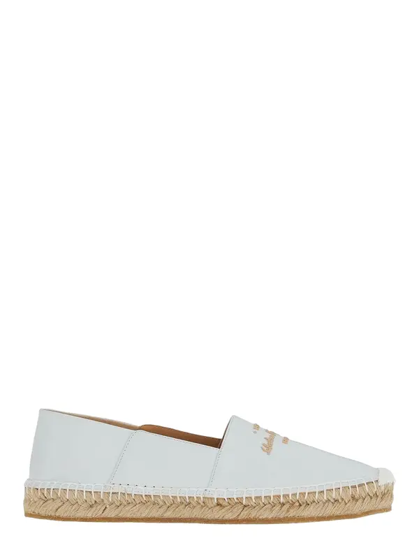 FERRAGAMO Logo-embroidered Espadrilles - White