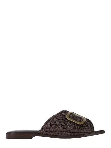 TOD'S Sandals With Buckle And Raffia Detailing - Brown
