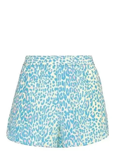 Stella McCartney Leopard Print Silk Shorts - Blue