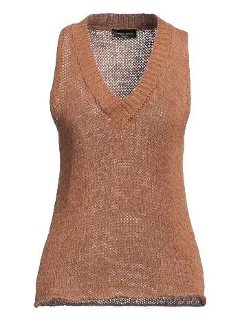 ROBERTO COLLINA Sleeveless V-neck Knit Top - Brown
