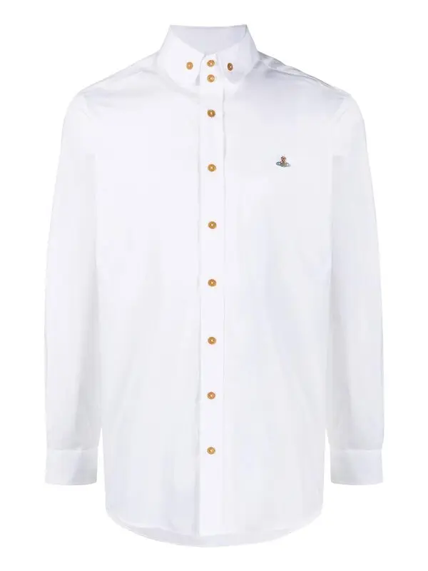 VIVIENNE WESTWOOD Embroidered-orb Poplin Shirt - White